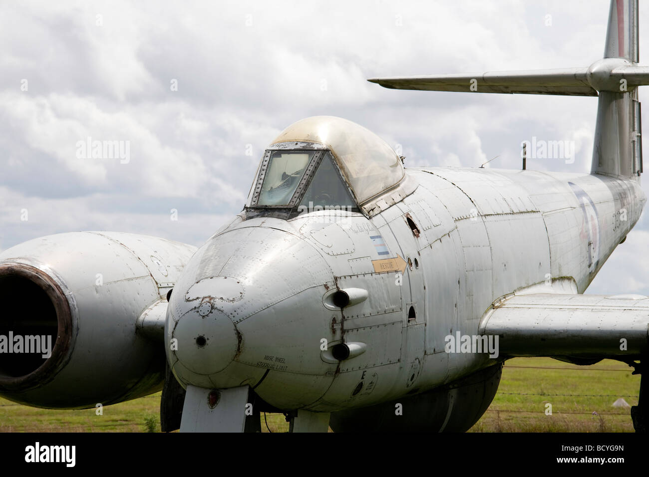 meteor jet fighter aircraft at a small museum Stock Photo - Alamy