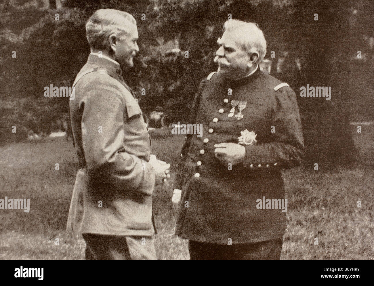 American General Pershing and French General Joffre speaking in 1917 ...