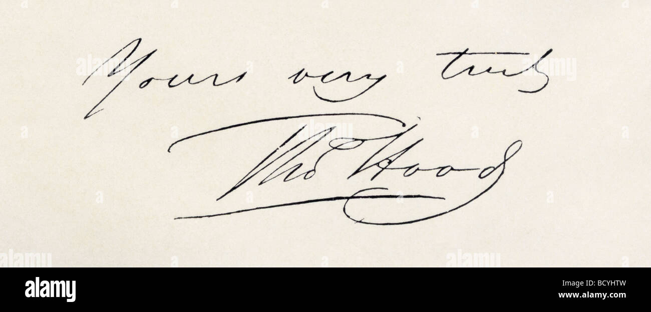 Signature of Thomas Hood 1799 to 1845, British humorist and poet Stock ...