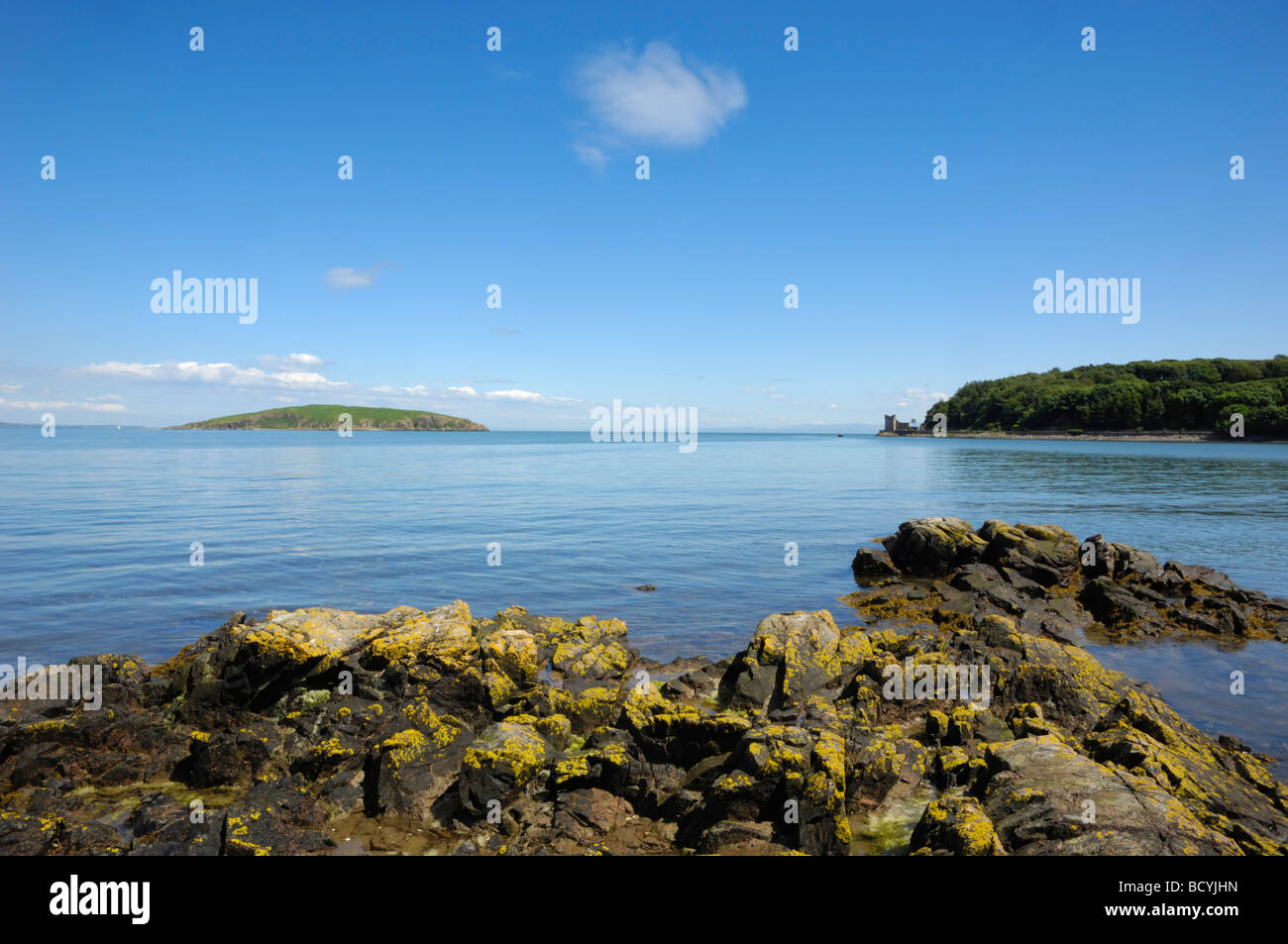 Balcary Bay looking towards Hestan Island and Balcary Tower, Dumfries ...