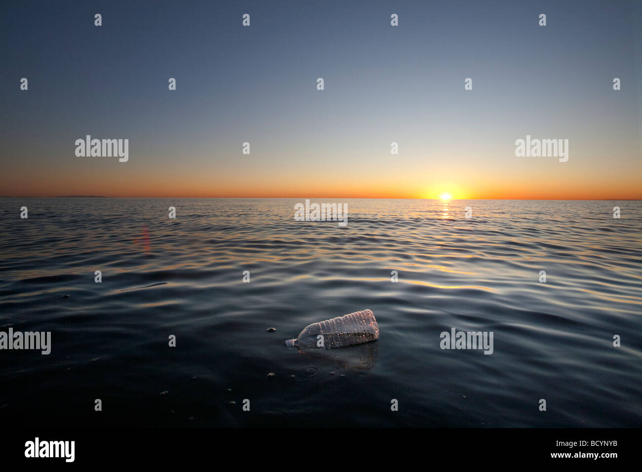 Plastic Water Bottle Floating in Pacific Ocean, Santa Monica ...