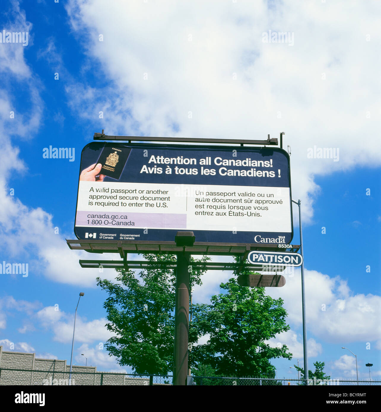 A bilingual English French billboard advertizement announcing the ...