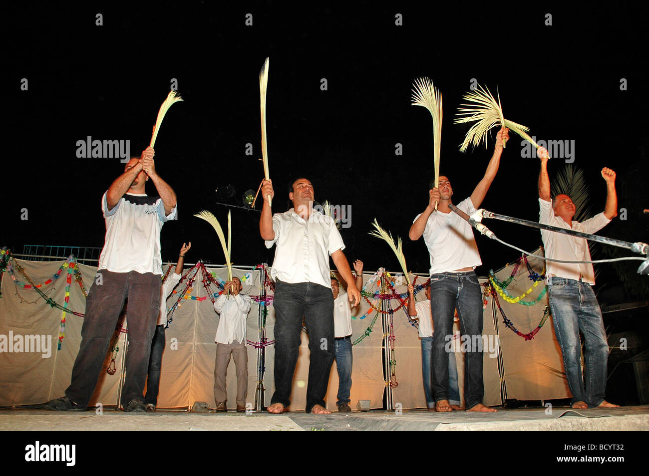 Israel Jordan Valley Kibbutz Ashdot Yaacov Sukkoth celebration The men ...