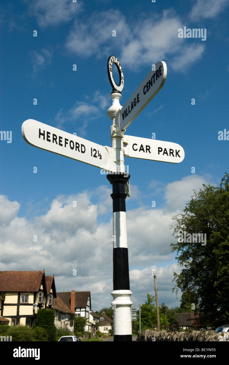 Weobley village sign signpost hi-res stock photography and images - Alamy