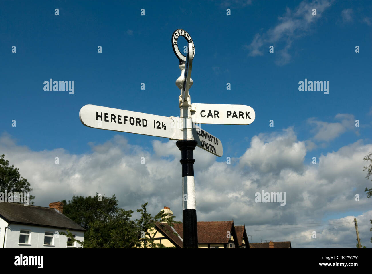 Weobley village sign signpost hi-res stock photography and images - Alamy