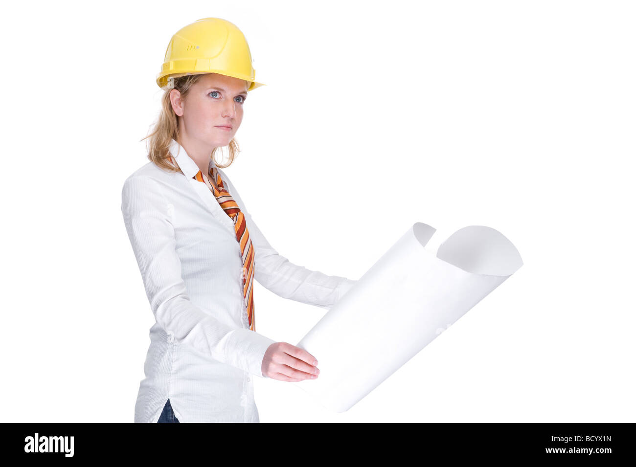 Full isolated portrait of a beautiful caucasian architect Stock Photo ...