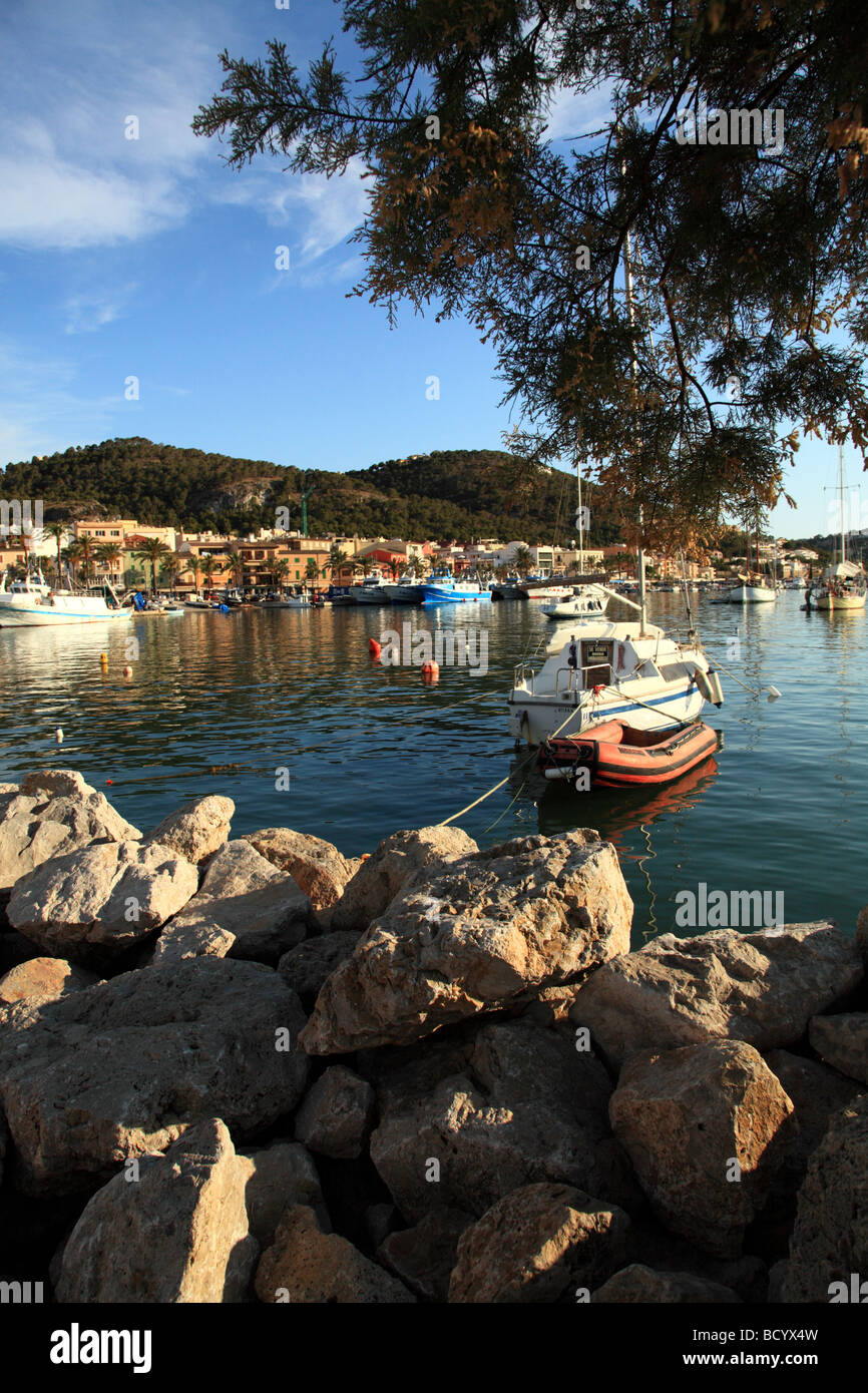 A harbour view with small boats in the foreground Stock Photo - Alamy