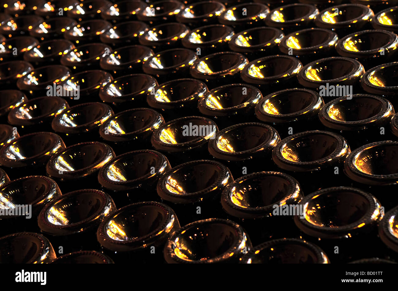 Large stack of wine bottle bottoms in winery Stock Photo - Alamy
