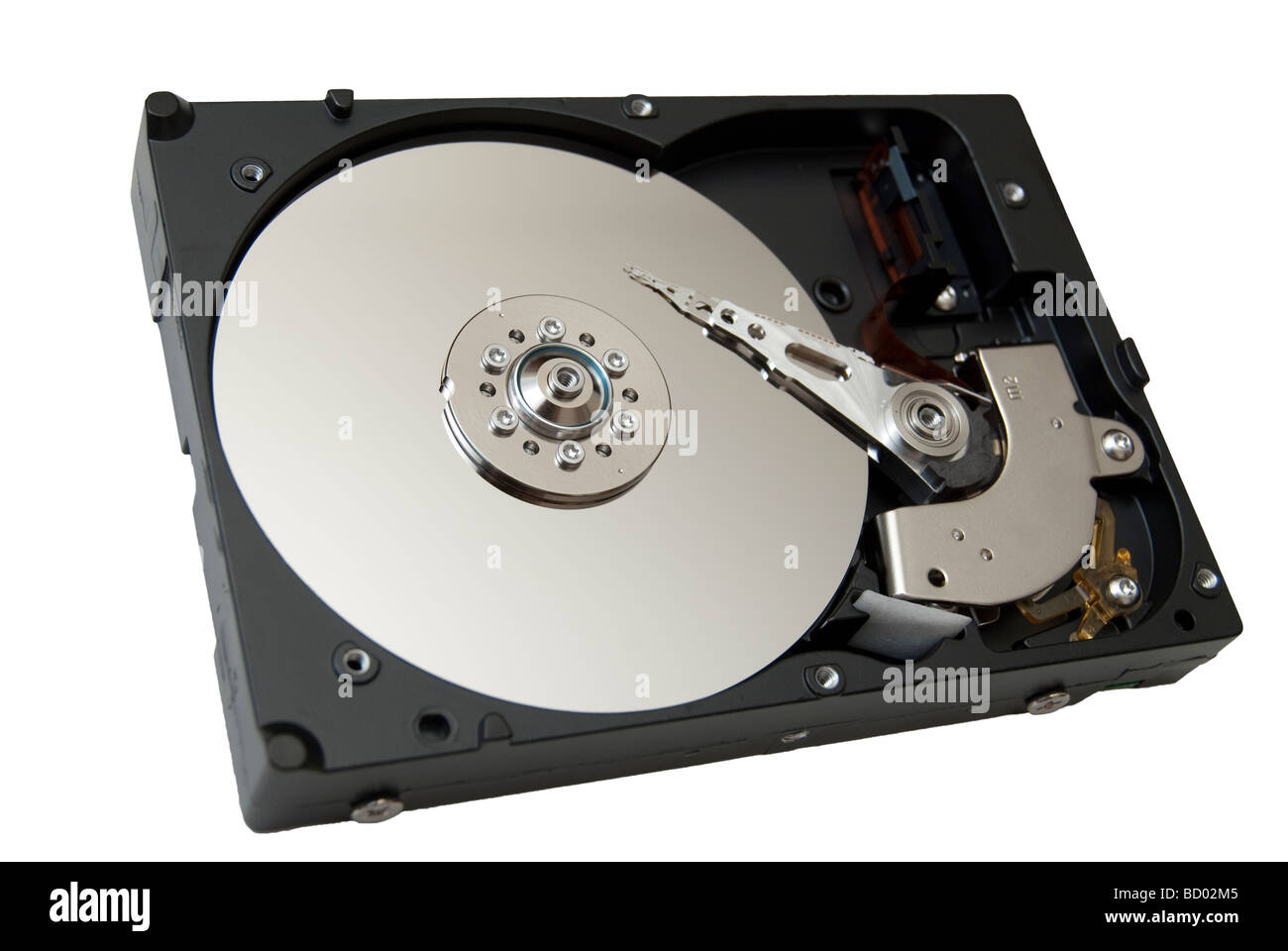 Open hard disk drive isolated on white background Stock Photo - Alamy