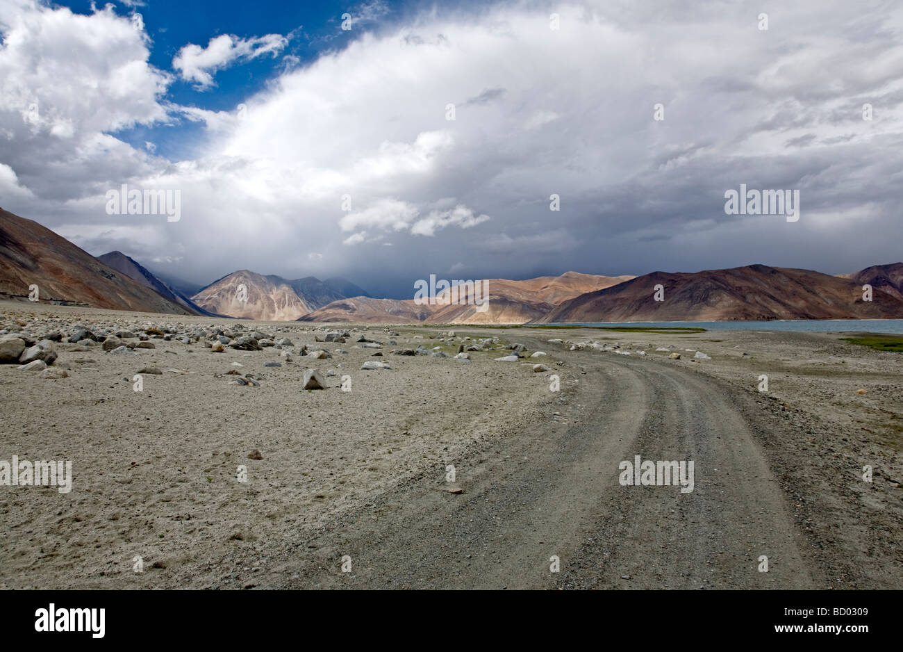 Remote road. Pangong Lake. Ladakh. India Stock Photo - Alamy