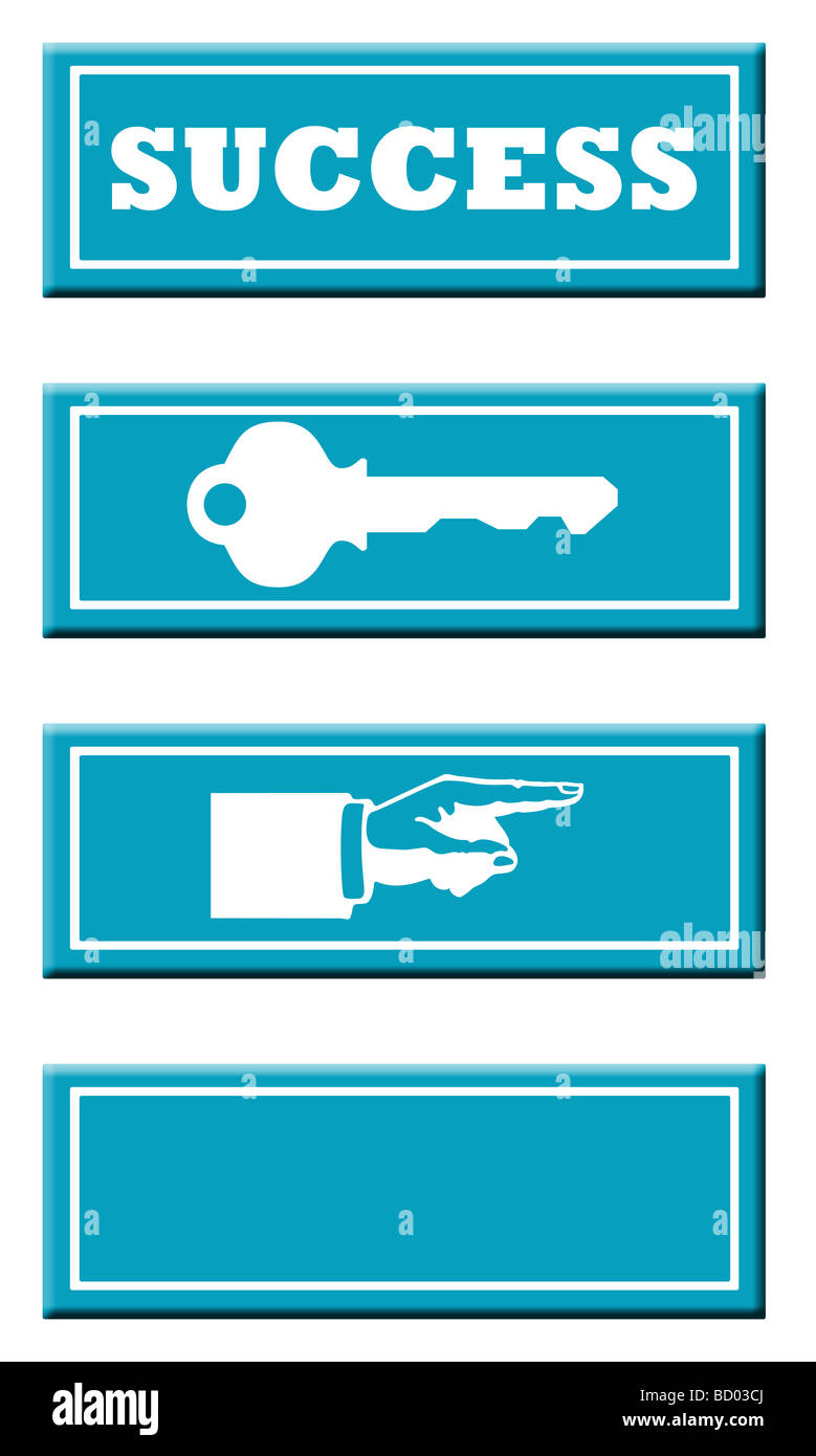 Rectangular buttons showing keys to business success isolated on white ...