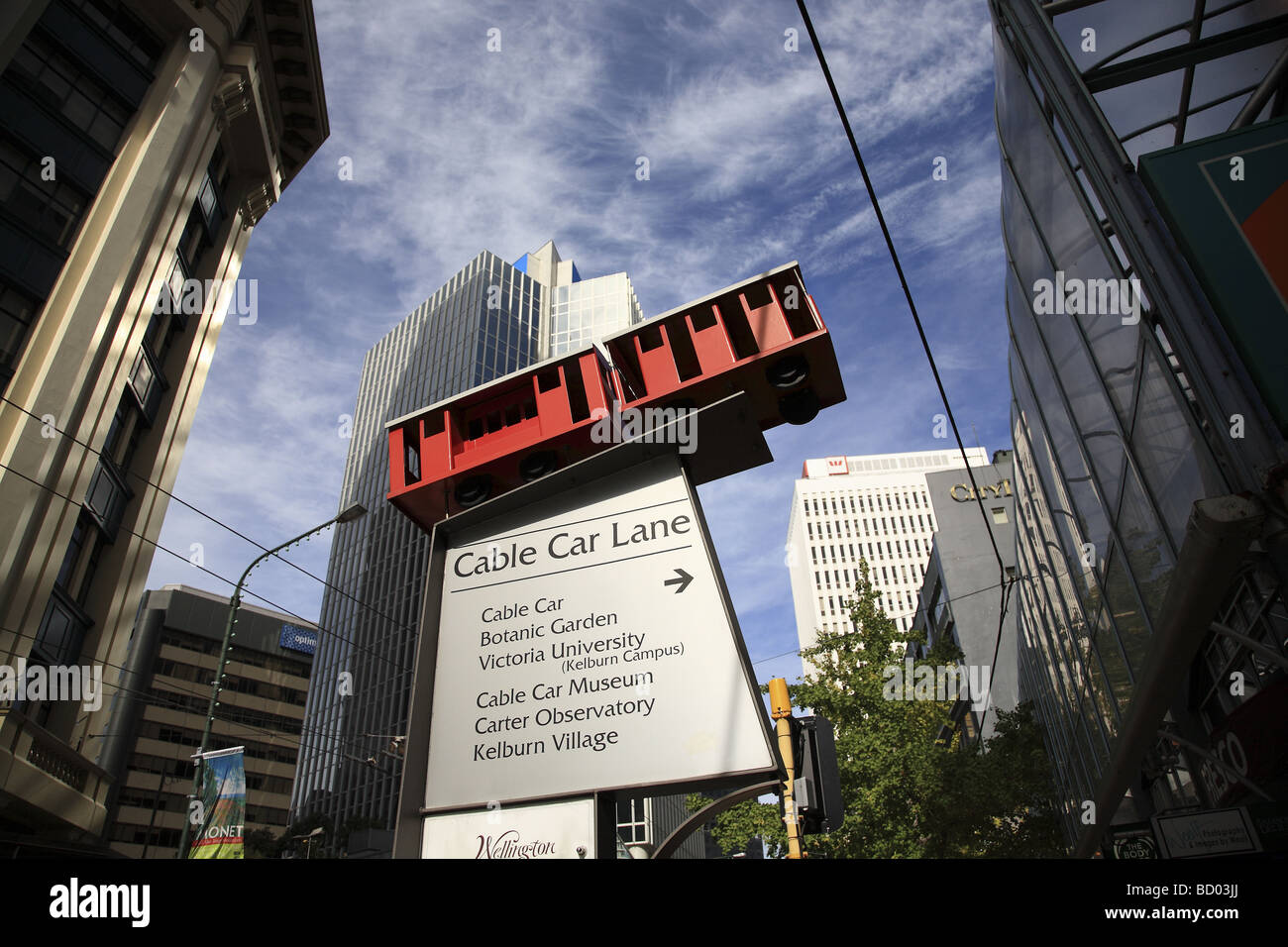 Sign for Cable Car Lane , Wellington, New Zealand Stock Photo - Alamy