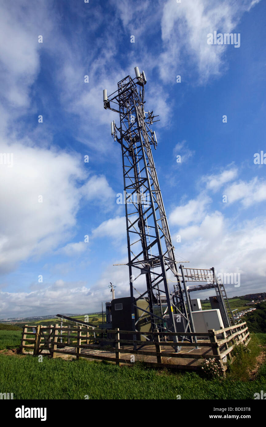 Mobile phone mast above Portreath in Cornwall Stock Photo - Alamy