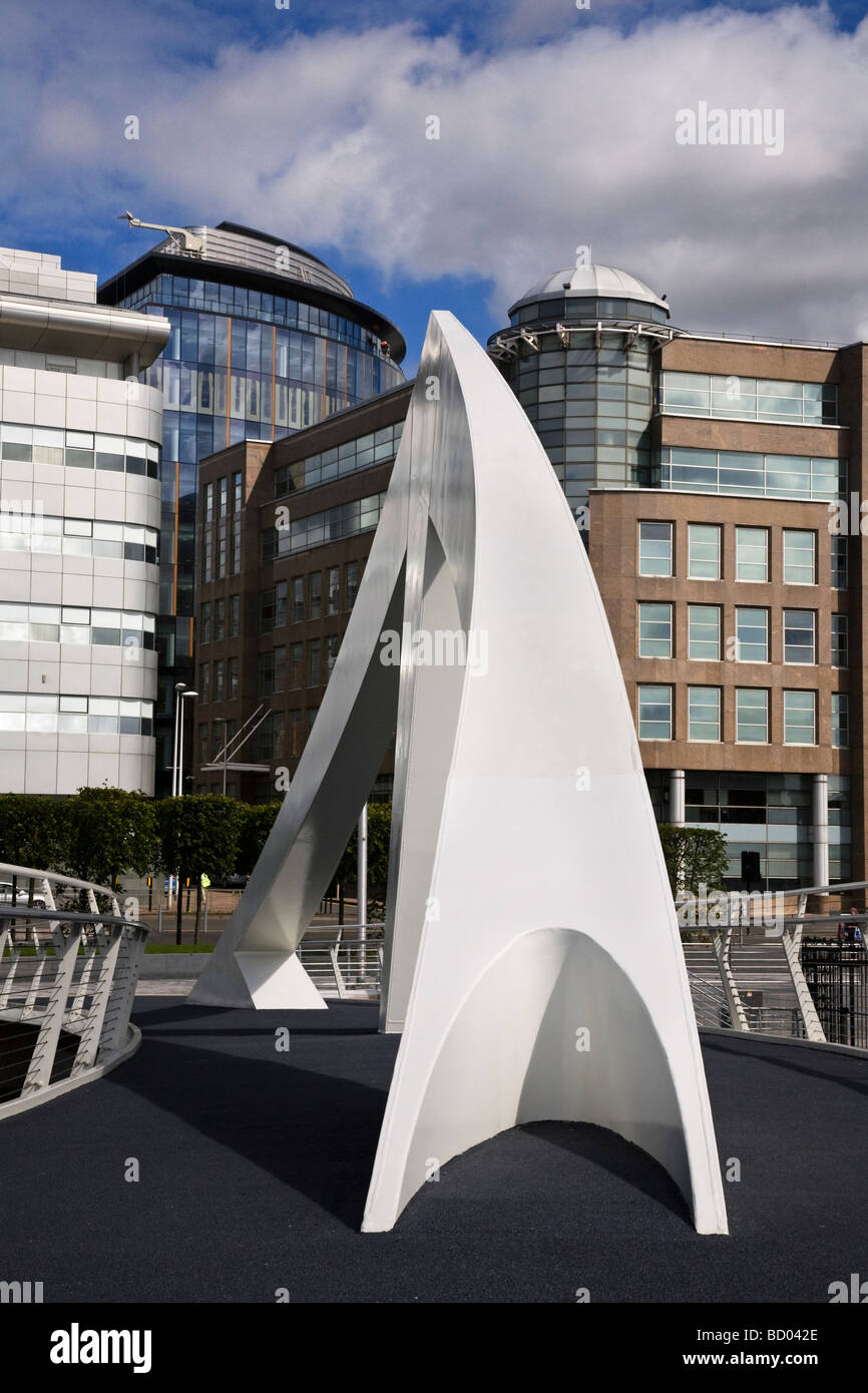 The Tradeston Pedestrian Bridge crossing the river Clyde locally known ...