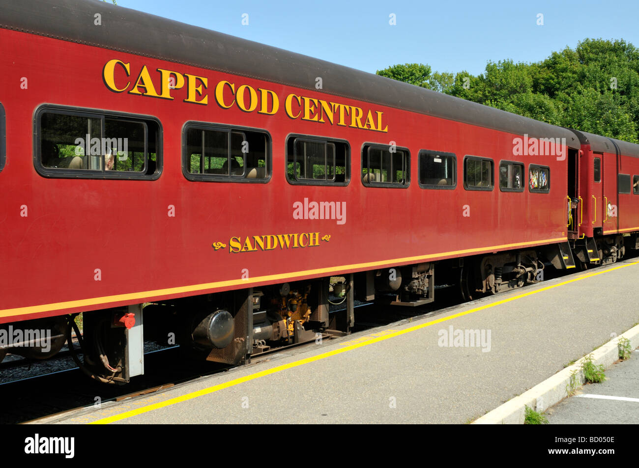 Cape Cod Central Railroad sightseeing train in Sandwich Cape Cod Stock ...