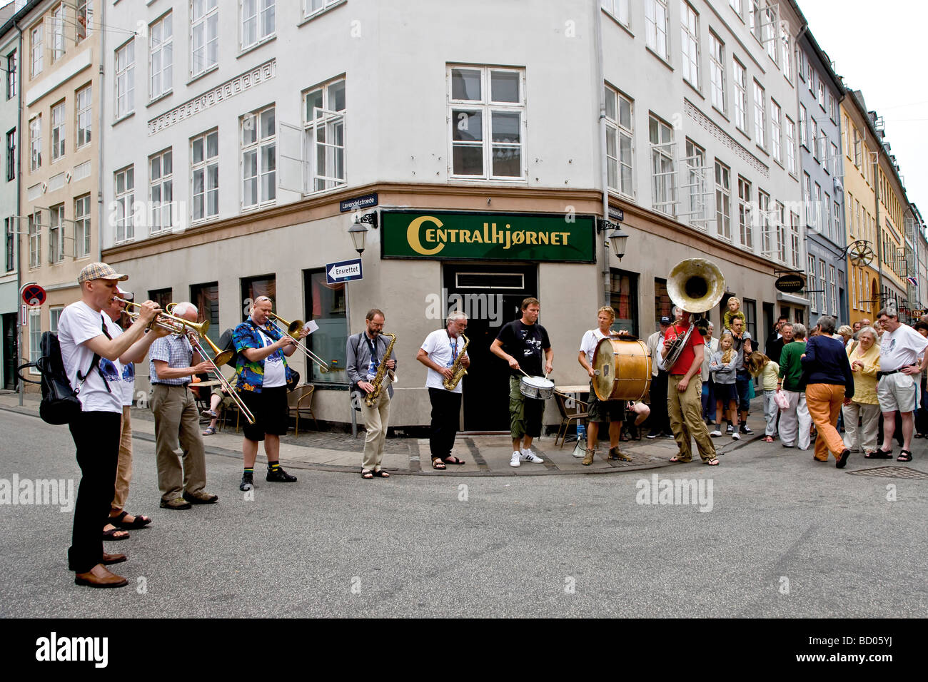 The Orion Brass Band playing in the street, Copenhagen, Denmark, Europe ...