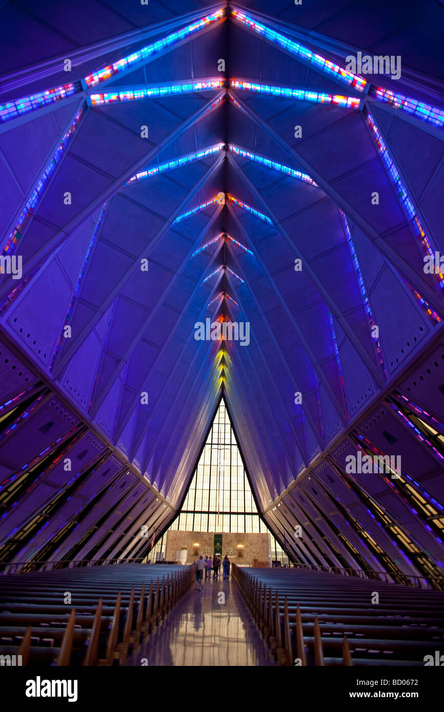 Colorado Springs Colorado The inside of the Cadet Chapel at the United ...