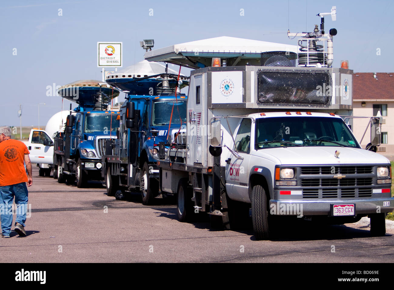 The Doppler on Wheels mobile doppler radar trucks stop to fuel up in ...