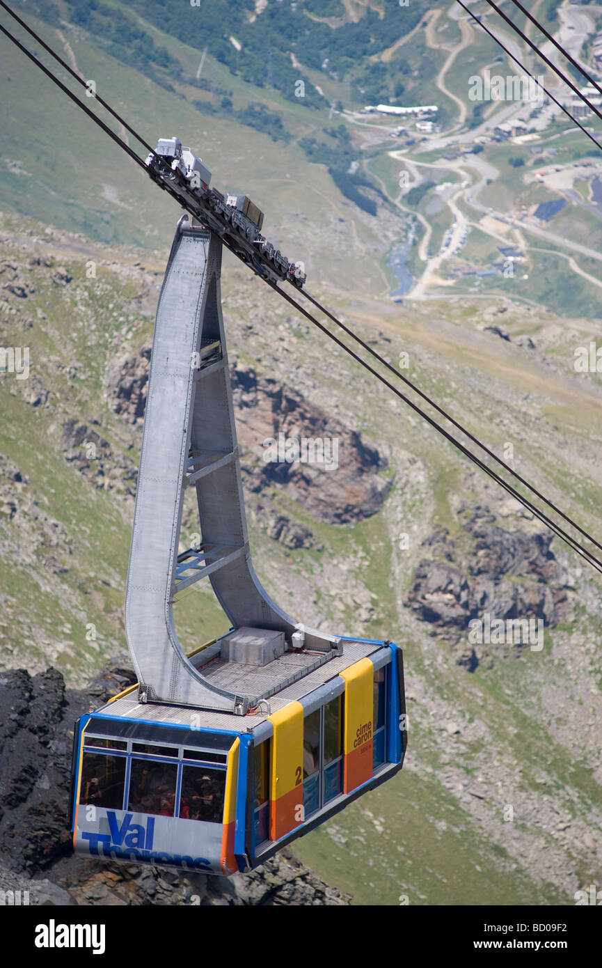 Val Thorens Cime Caron gondola Savoie France Stock Photo - Alamy