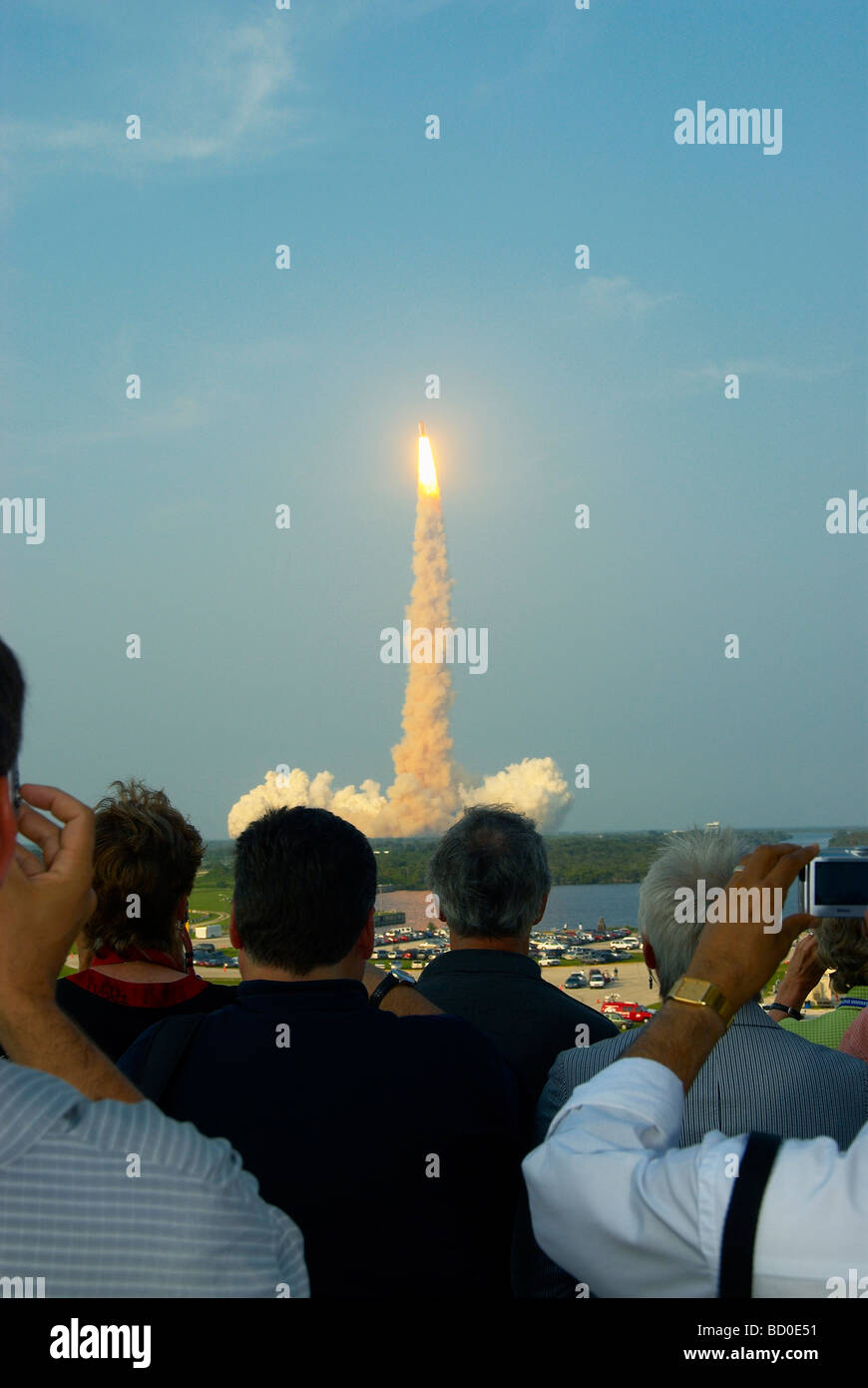 Spectators watching launch of space shuttle mission STS 118, Kennedy ...