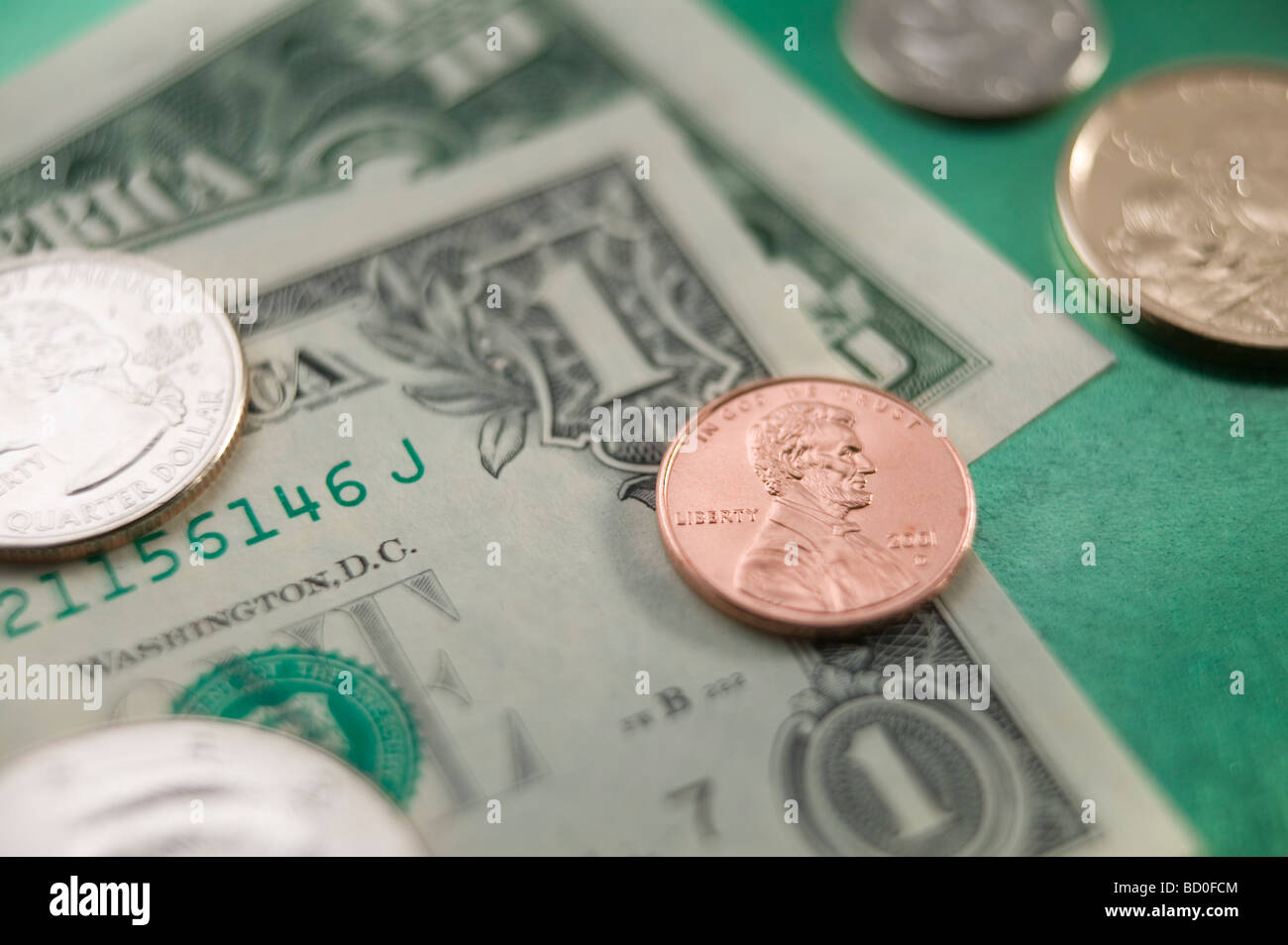 US currency and coins Stock Photo - Alamy