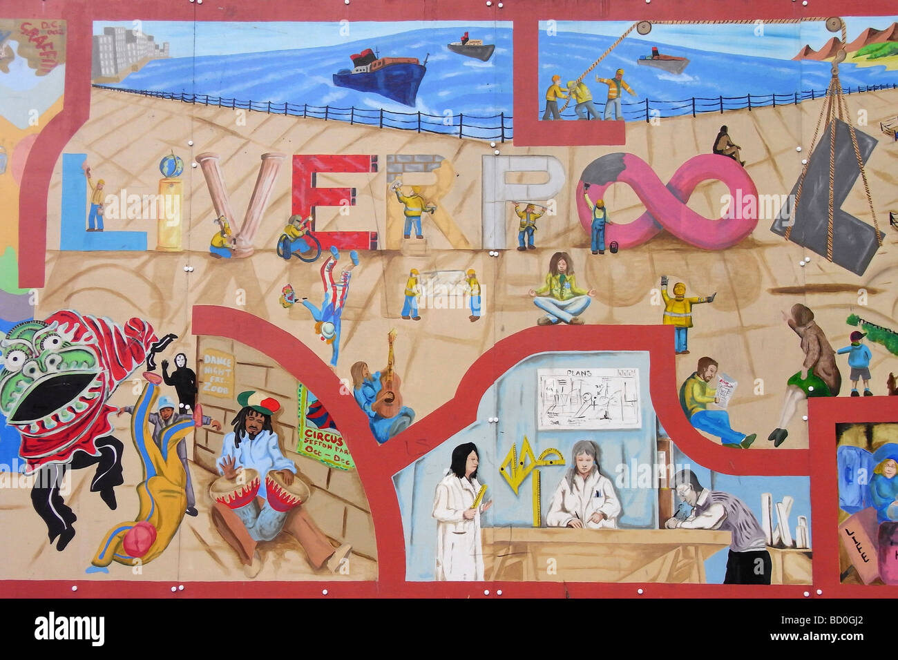 Liverpool Cartoon Like Mural Stock Photo - Alamy