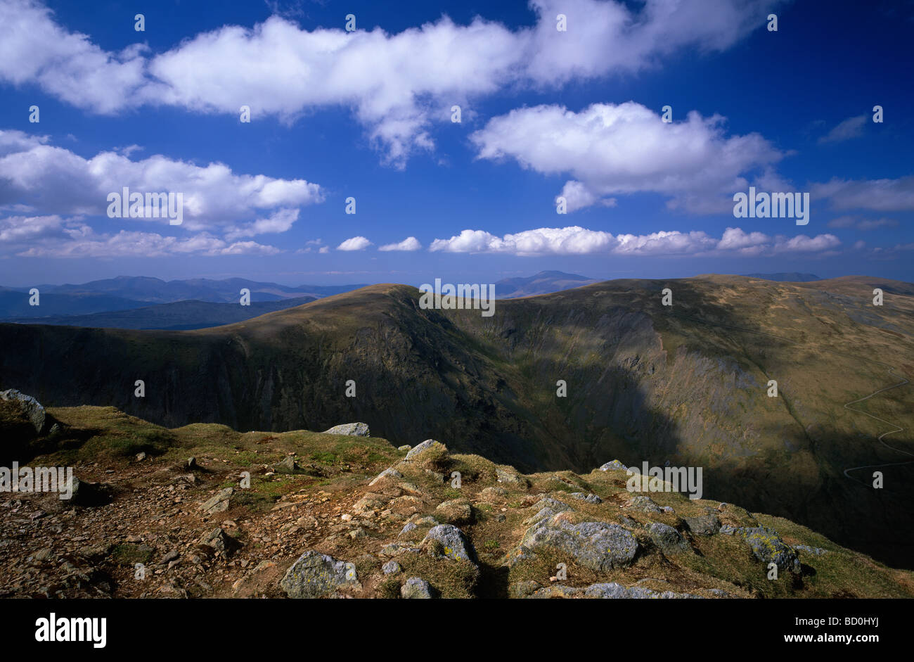 Thirlmere from Red Screes near Helvellyn, Lake District national Park ...