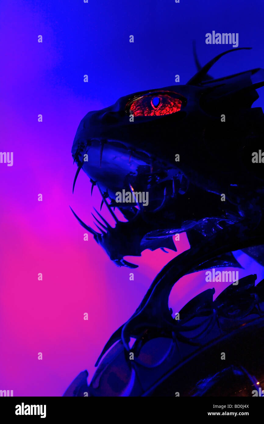 Close up, night time view of the Chronophage (or Time Eater) on the ...