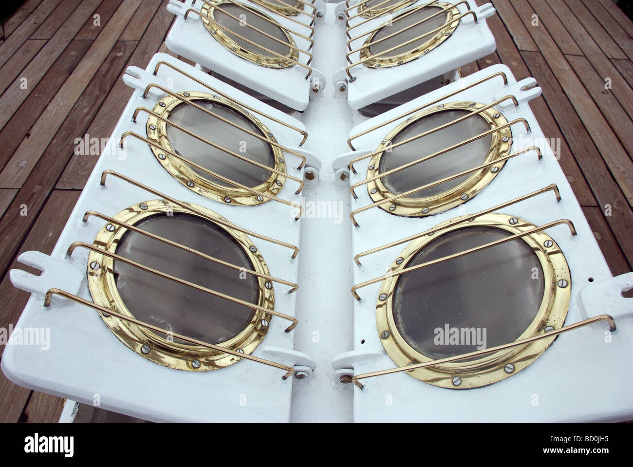 Deck porthole hatch windows onboard the Mexican Cuauhtemoc tall ship ...
