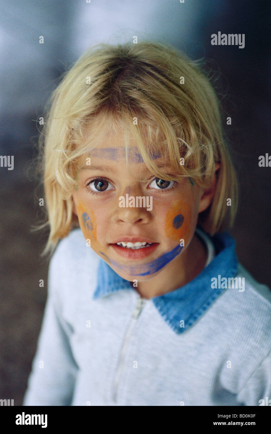 Little girl with face painted, portrait Stock Photo - Alamy