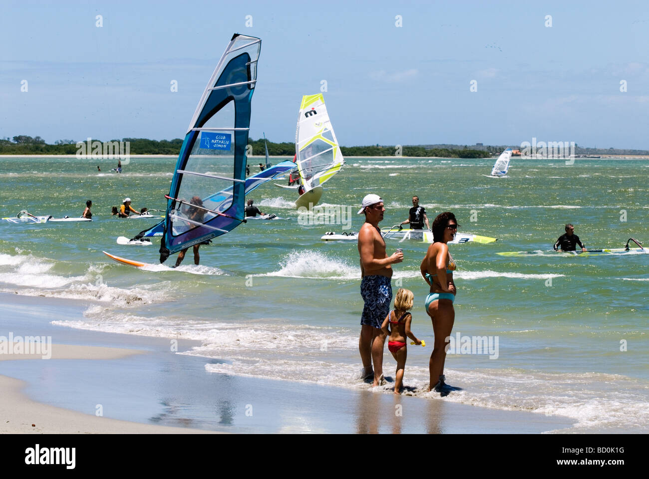 People on the beach Playa El Yaque on the island Isla de Margarita ...