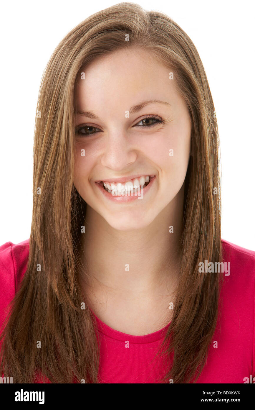 Studio Portrait Of Smiling Teenage Girl Stock Photo - Alamy