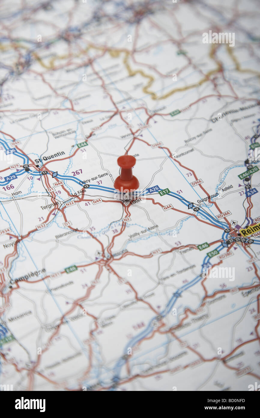 Pin marking a location on map Stock Photo - Alamy