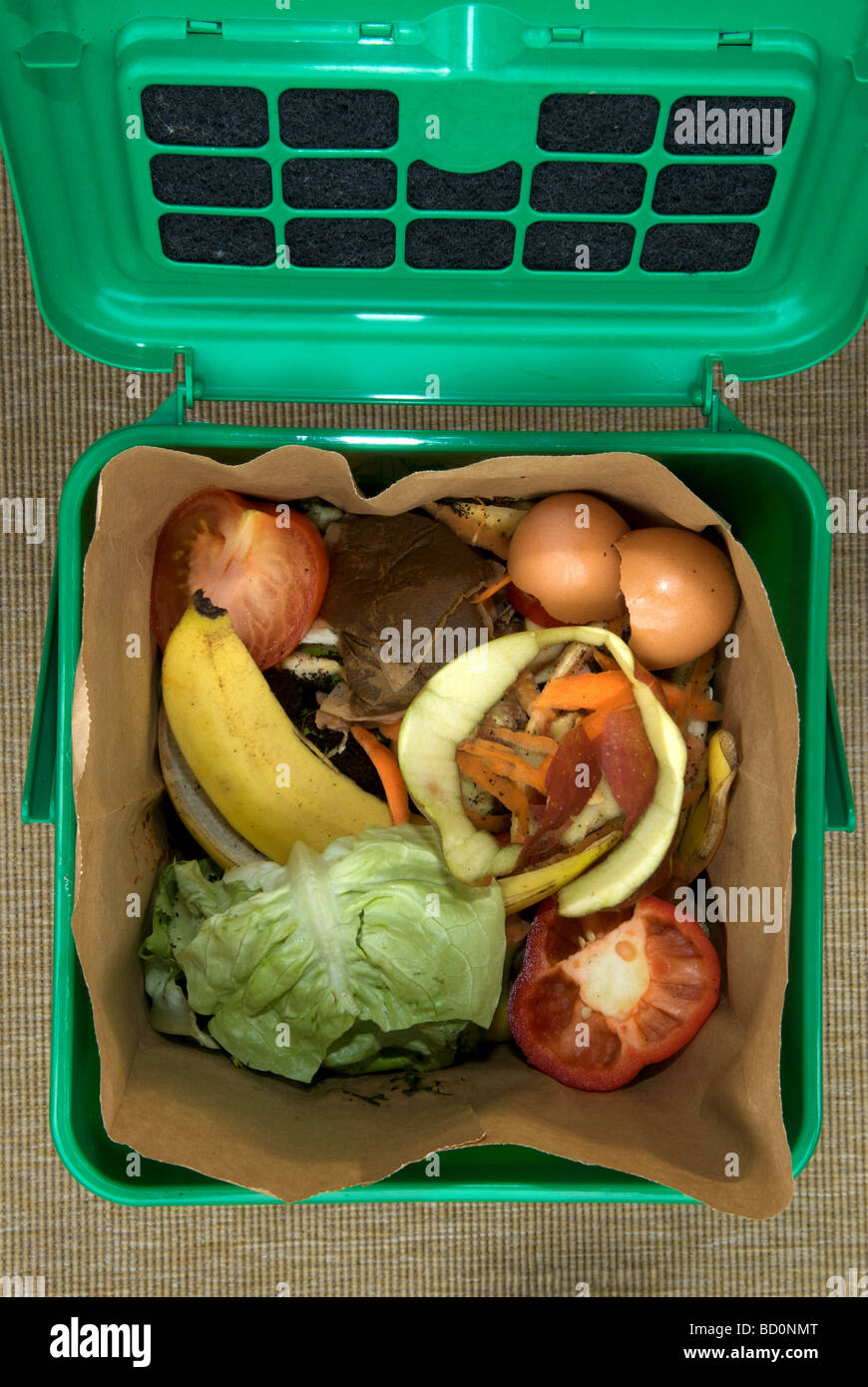 Kitchen food waste ready for compositing Stock Photo - Alamy