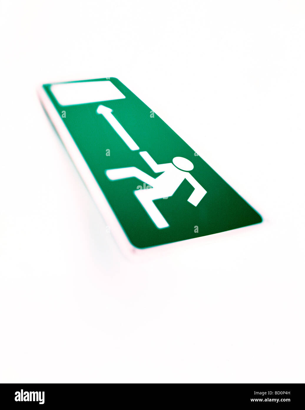 green exit sign on white background Stock Photo - Alamy