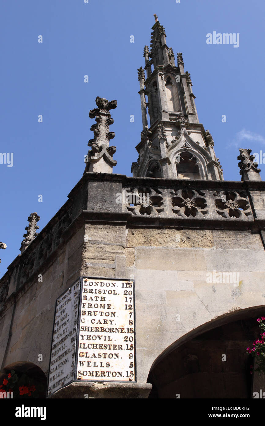 Shepton Mallet Somerset the Market Cross includes an old distance ...