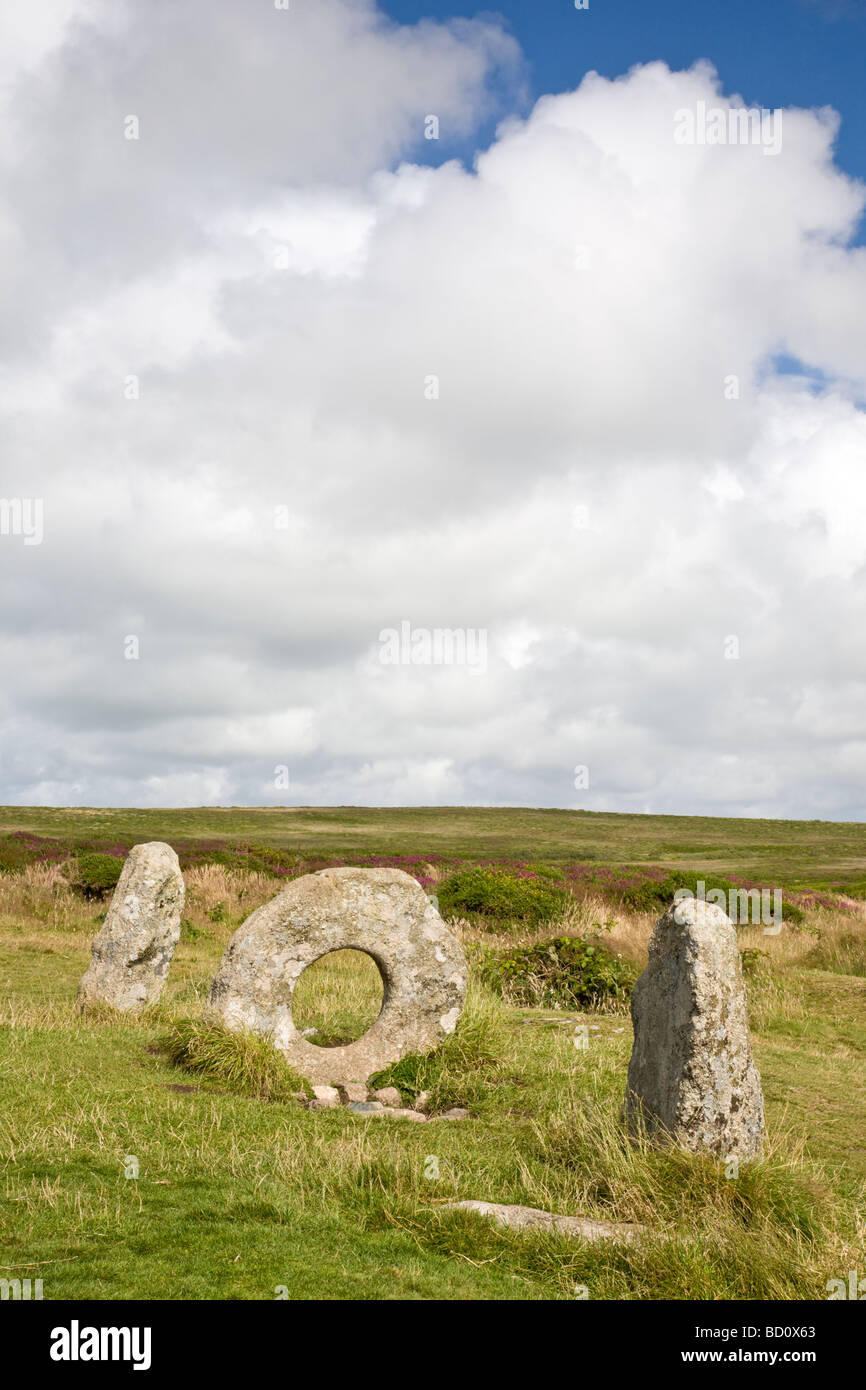The Men an tol standing stones Penwith Moor Cornwall England UK Stock ...