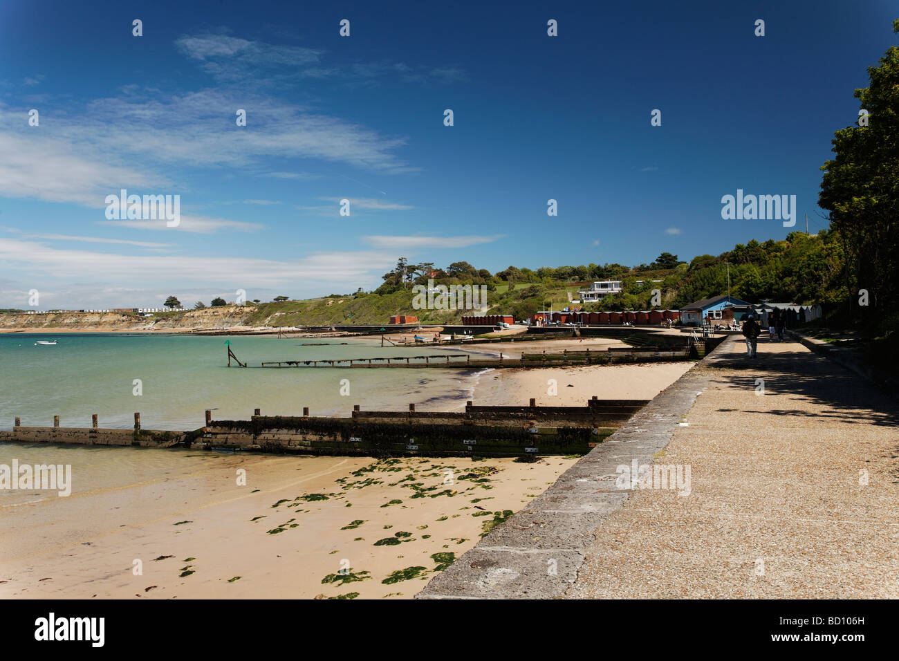 A view of sandy beaches in the Colwell Bay area of the Isle of Wight ...