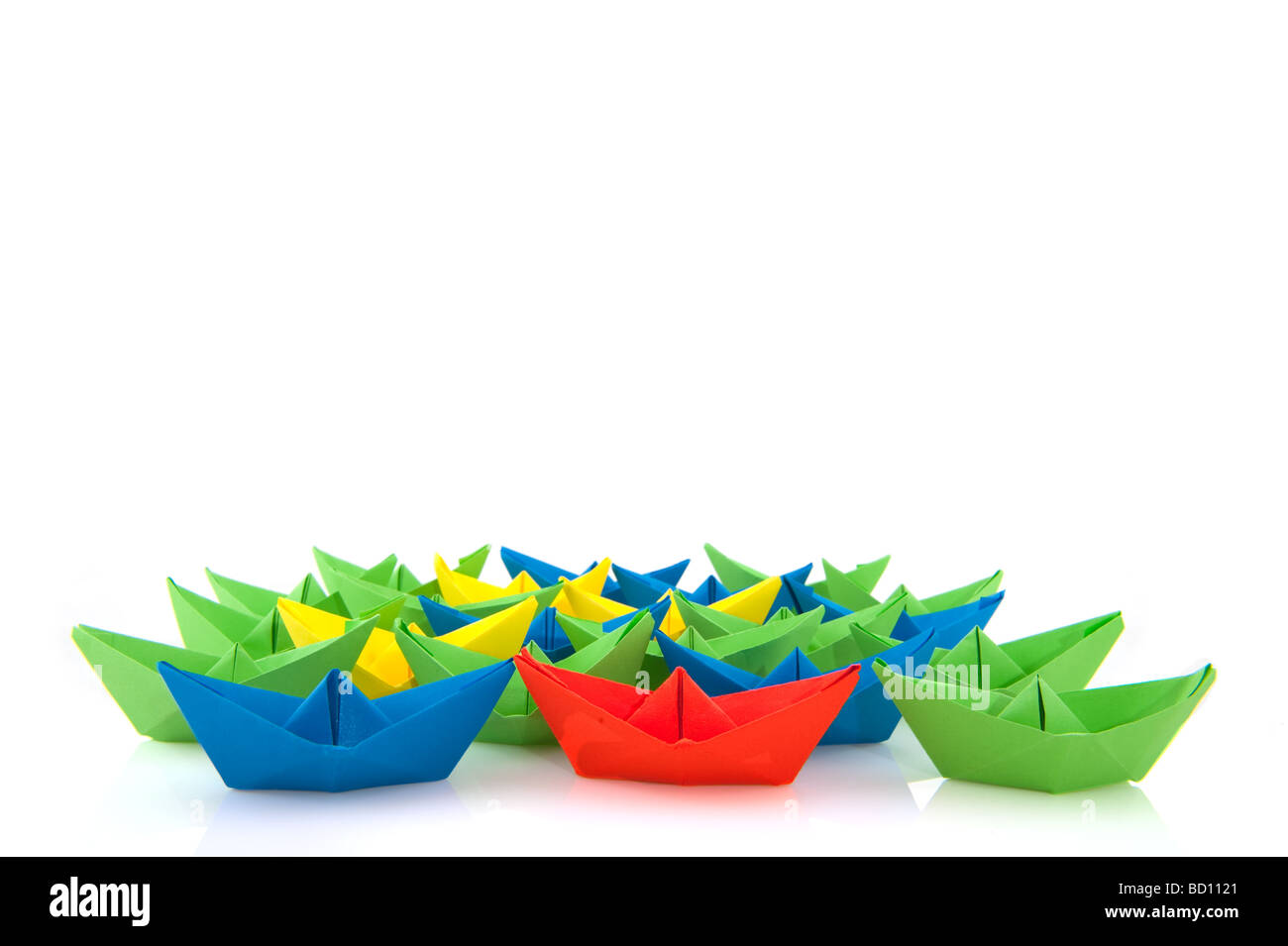 colorful folder paper boats isolated over white Stock Photo - Alamy
