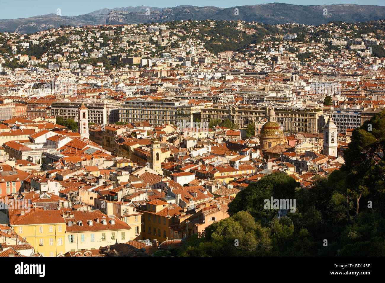 View across old town of Nice Provence Alpes Cote d Azur French Riviera ...