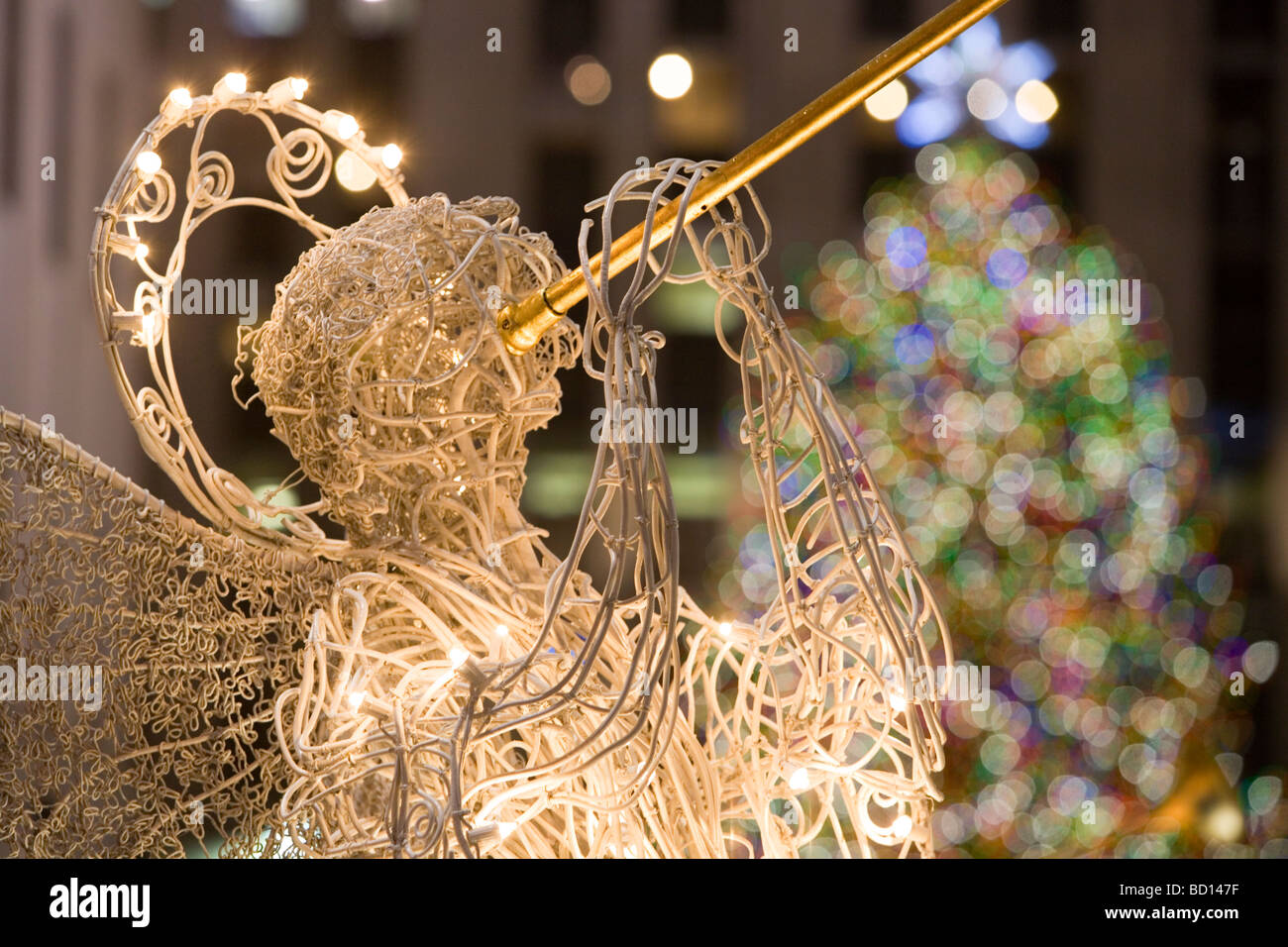 The Christmas Tree at Rockefeller Center with Angels Stock Photo - Alamy