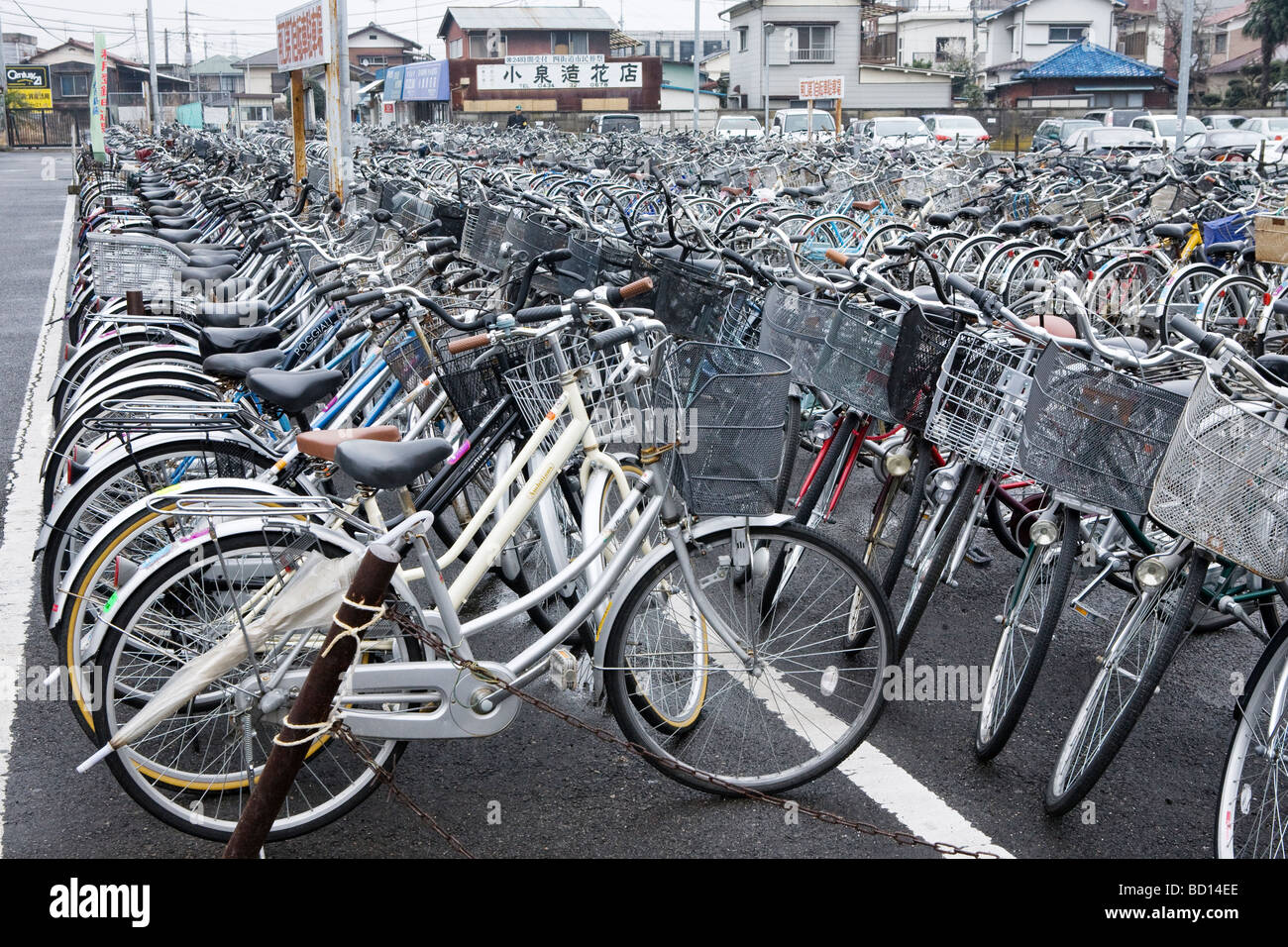 Mass bicycle parking in Chiba province Japan Stock Photo - Alamy