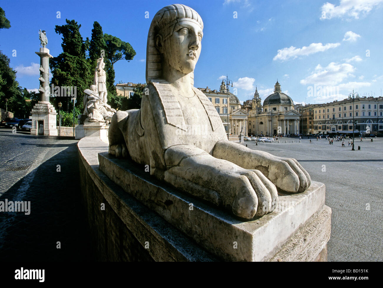 Sphinx sculpture, part of the group of statues, the goddess Roma ...