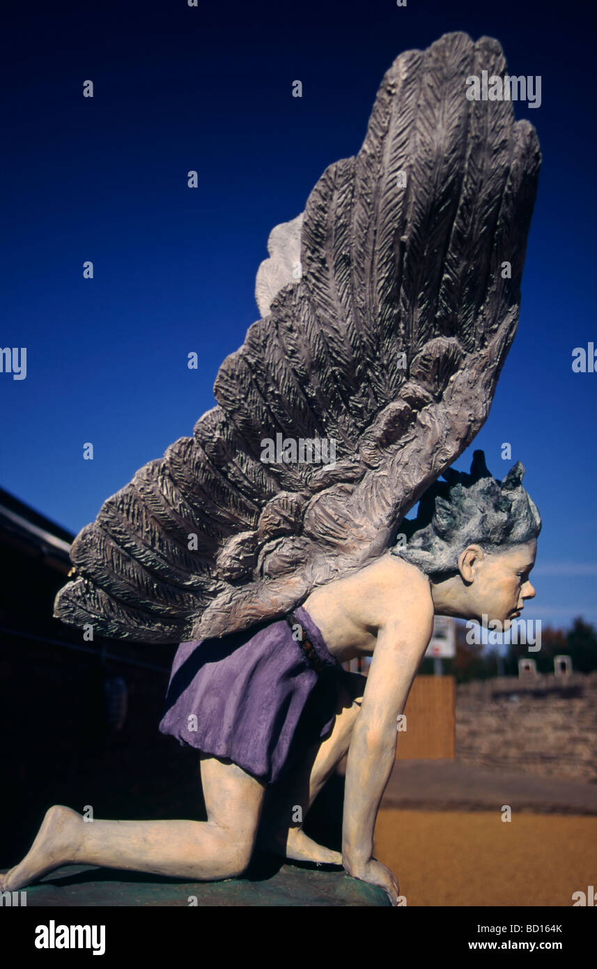 Stratford upon Avon,statue. "Puck", the winged boy in Shakespeare's ...