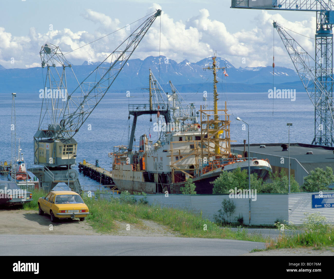 Ship repair, Harstad, Hinnøya, Troms, arctic Norway, in the 1990s Stock ...