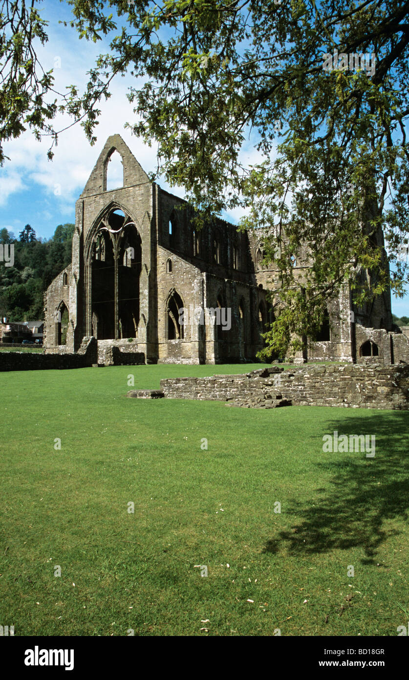 View of Tintern Abbey on the River Wye Stock Photo - Alamy