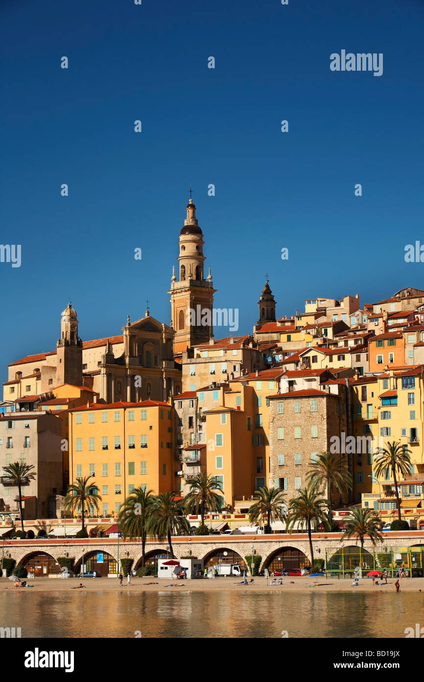 Basilica St Michel and old town Menton French Riviera Provence Alpes ...