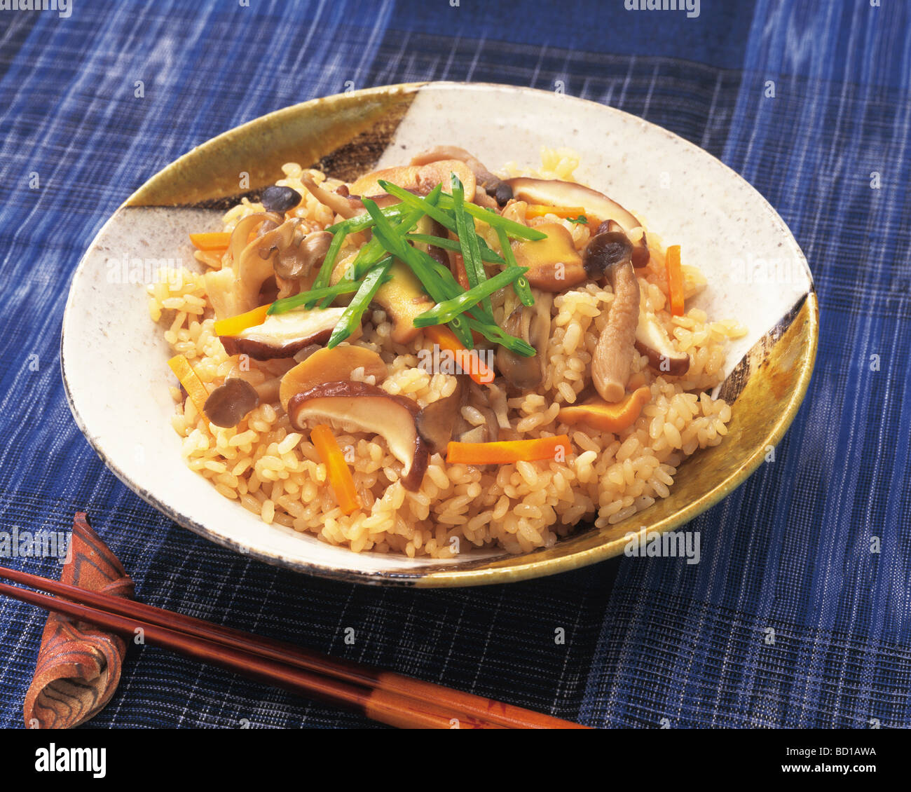 Steamed rice with mushrooms Stock Photo - Alamy