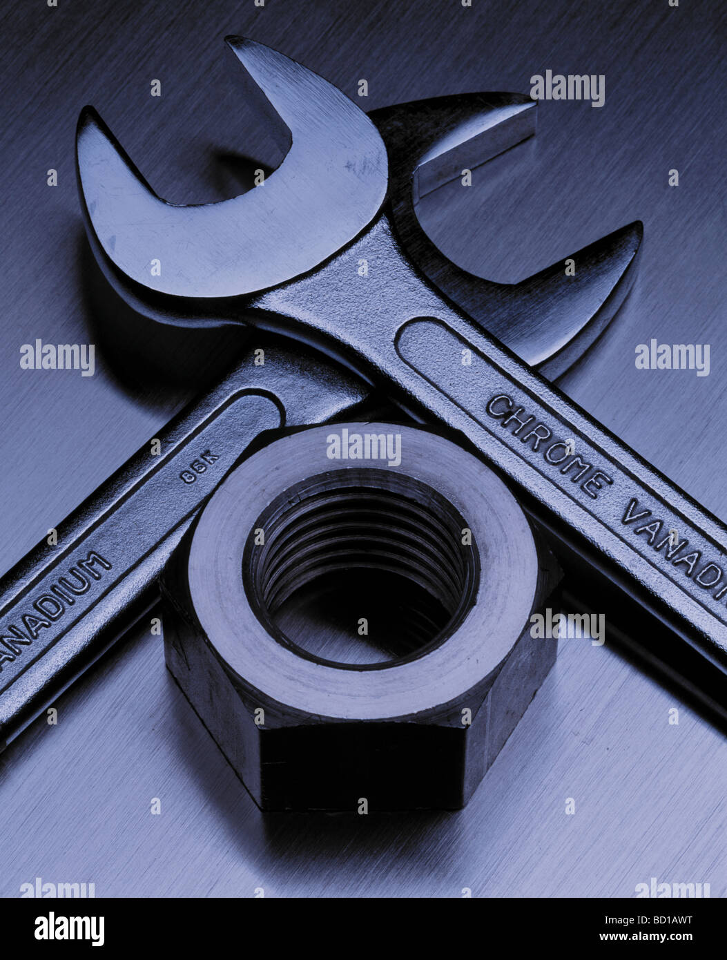 Wrenches and nut Stock Photo - Alamy