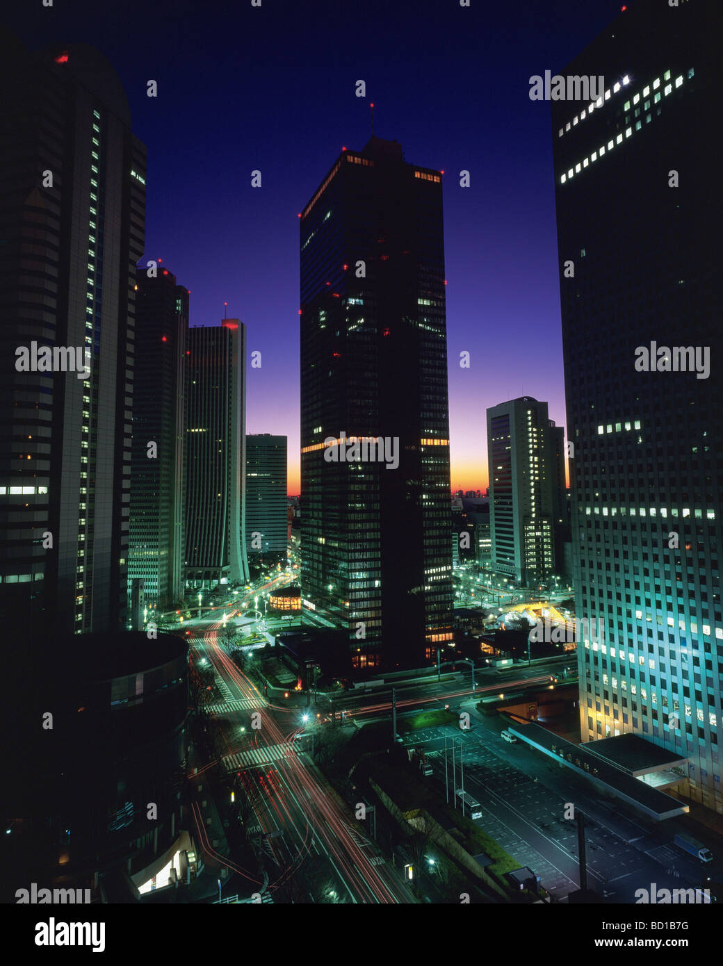 Office buildings long exposure Tokyo prefecture Japan Stock Photo - Alamy